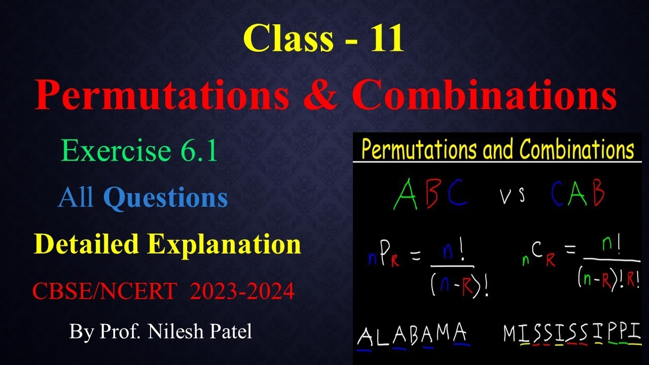 Permutations & Combinations Ex- 6.1 Class 11 - YouTube
