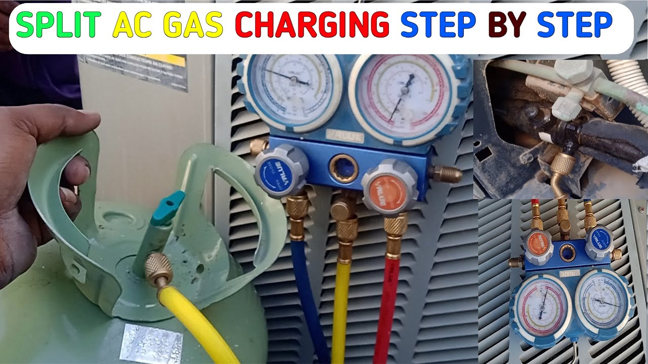 how to refill gas in air conditioner|split ac gas charging step by step ...