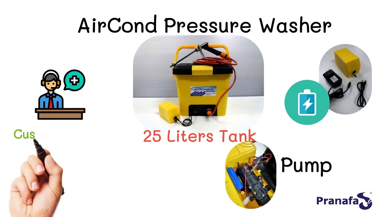 Aircon Pressure Washer - 25 liters tank, versatile, rechargeable ...