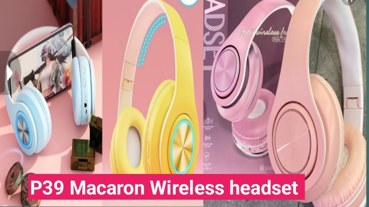 unboxing Headphones with mic P39 Macaron Wireless headset Bluetooth 5.0 ...