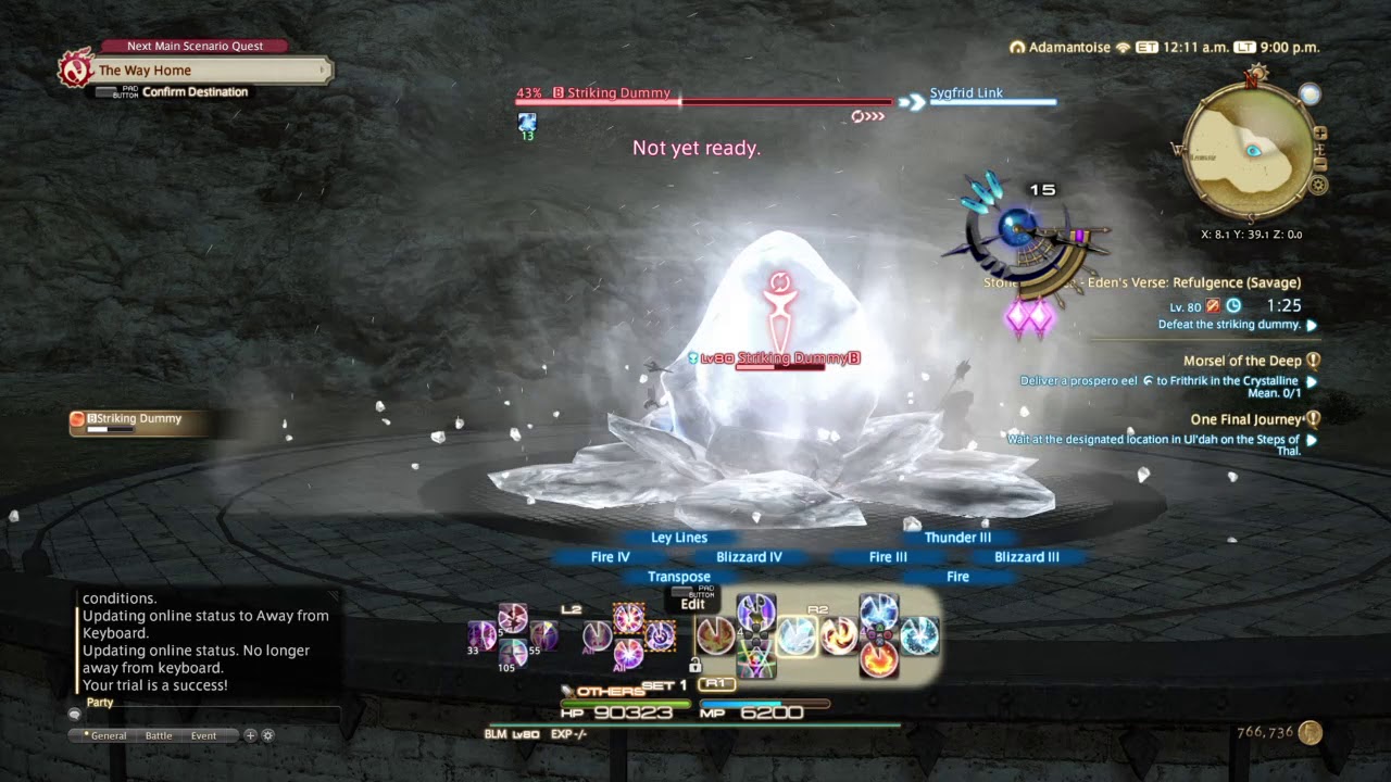 FINAL FANTASY XIV Blm Rotation 5.2 ilvl 480 Penta Melded E8s SSS - YouTube