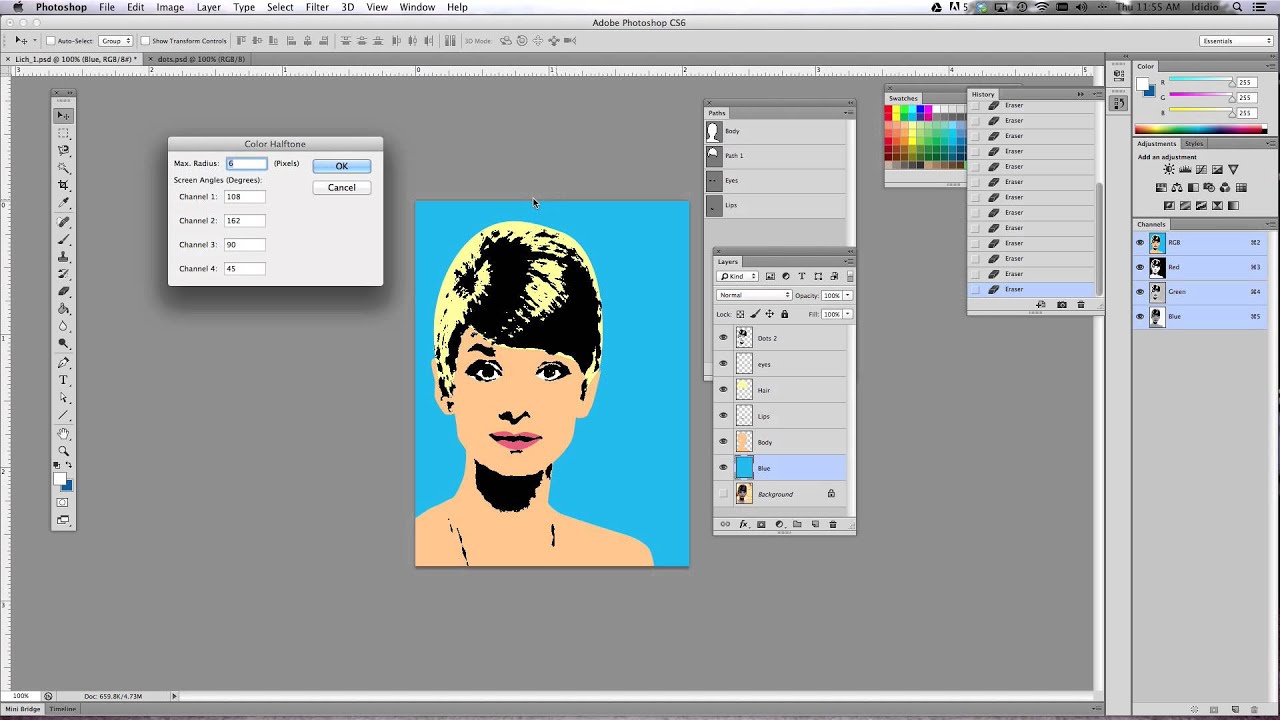 Step 4 Adding Ben Day Dots - YouTube