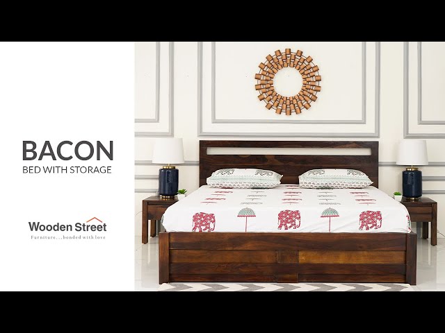 Buy Bacon Bed With Storage (Queen Size, Walnut Finish) @41% OFF Online ...