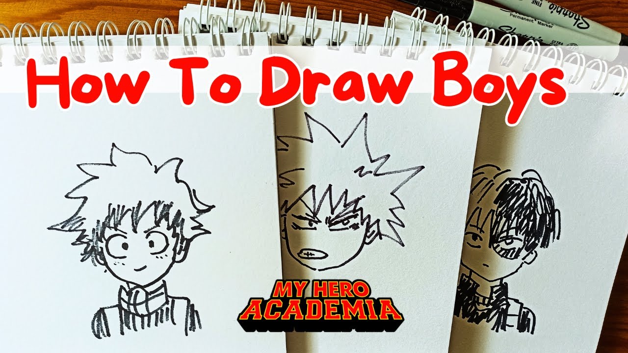 How To Draw Boys from My Hero Academia⏰DEKU x BAKUGO x SHOTO - YouTube