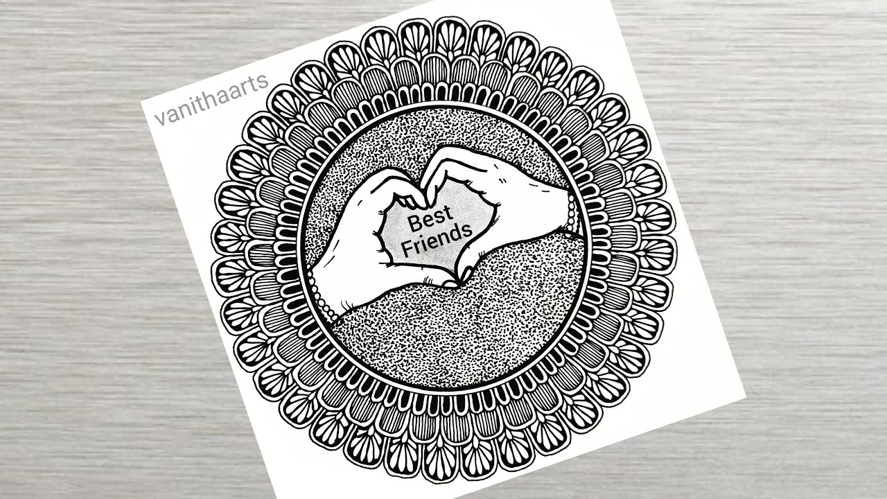 Friendship day special drawing | Best Friends | How to draw Mandala for ...