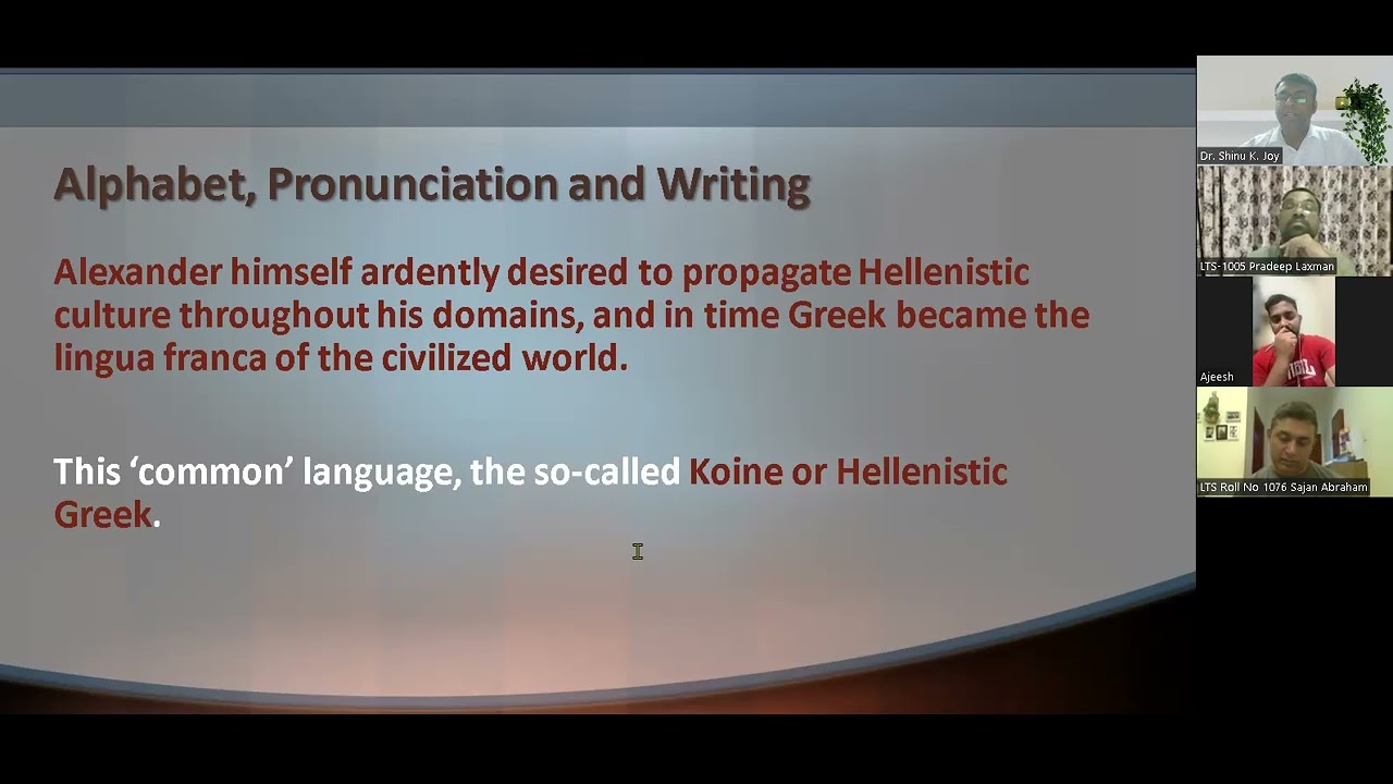 Bible Study_Introduction to NT - GREEK_Dr. Shinu K.Joy - YouTube
