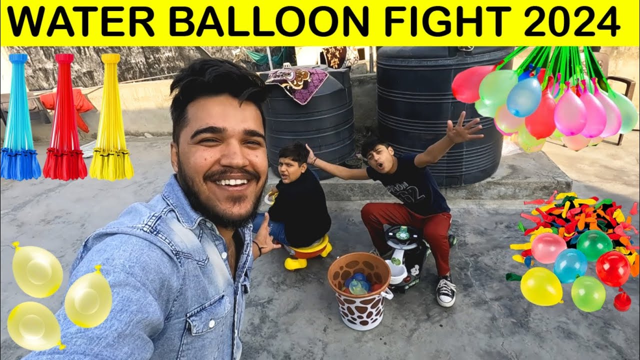 Biggest Water Balloon Fight 2024 | Holi Water Balloon Fight With Bucket ...
