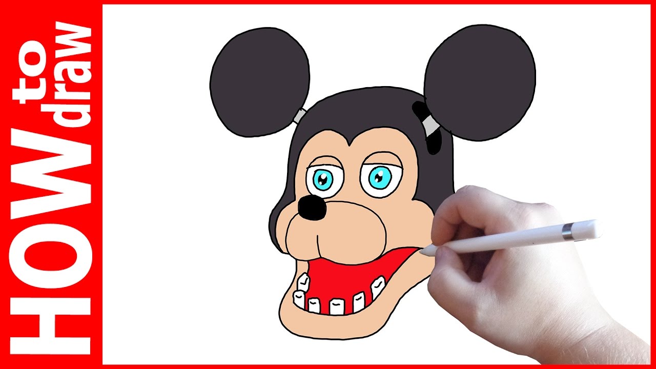 How to draw animatronic Mickey mouse, Как нарисовать Микки Мауса - YouTube
