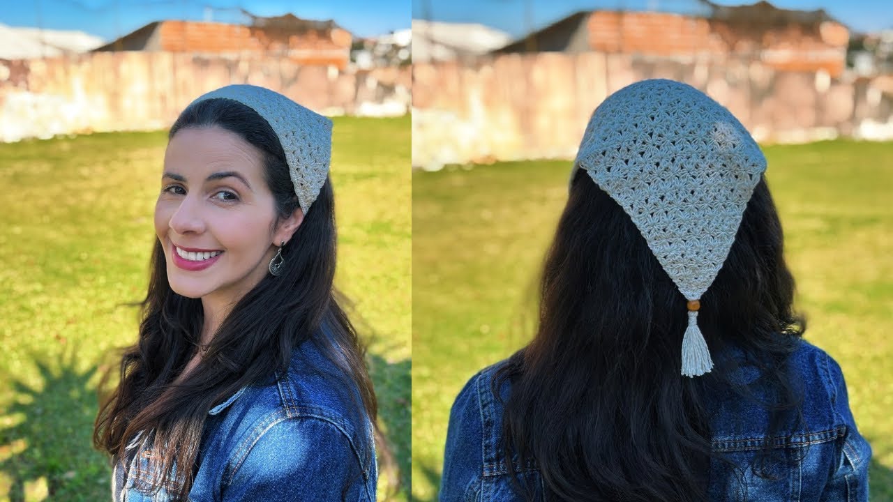 Bandana de crochê Jasmin/Margarida Por Sandra Brum - YouTube