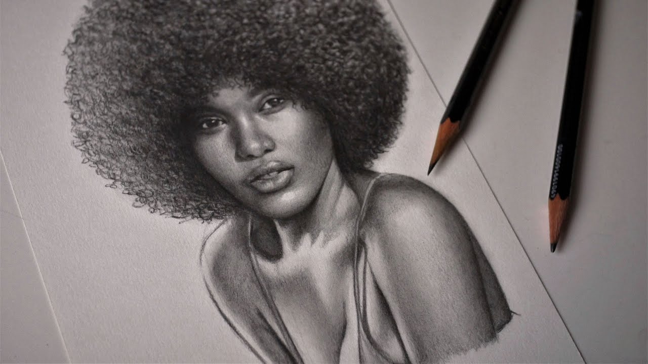 Desenhando uma bela mulher negra - Mini Realismo à mão livre - YouTube