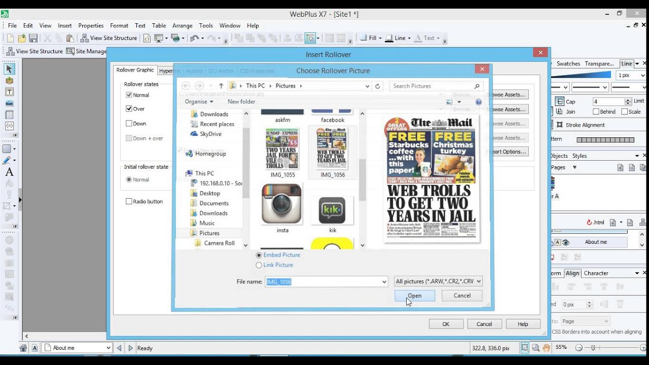 How to add a Rollover image in WebPlus X7 - YouTube