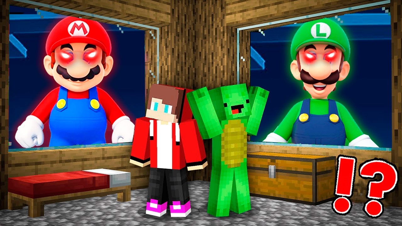 JJ and Mikey HIDE from Scary MARIO and Luigi Exe in Minecraft Maizen Security House - YouTube