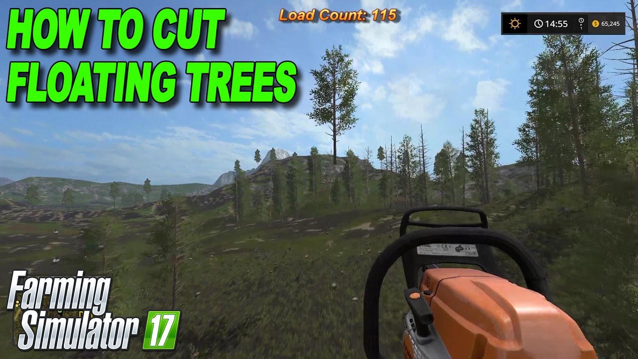 Farming Simulator 17 - How To Cut Floating Trees - YouTube