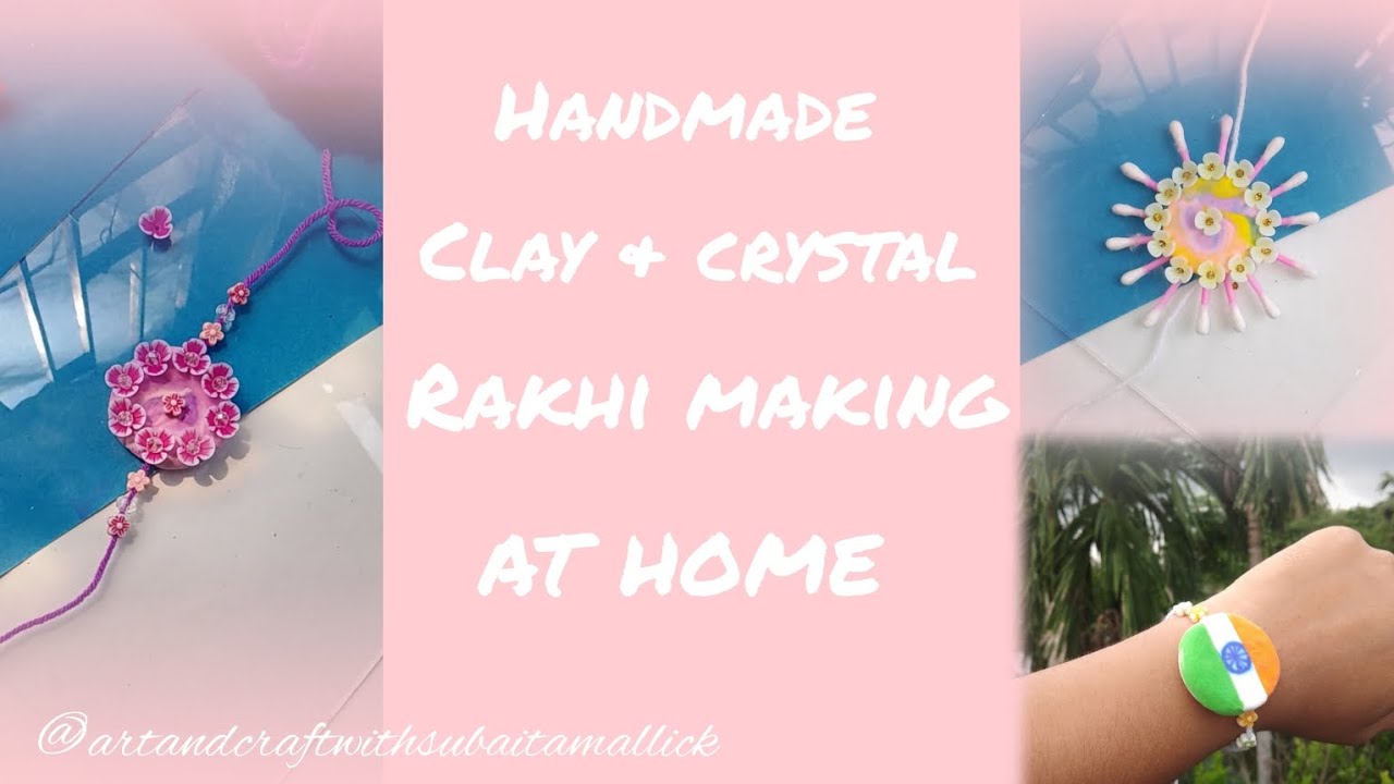 Handmade clay+crystal rakhi making at home ।। rakhi ।। rakhi special ...