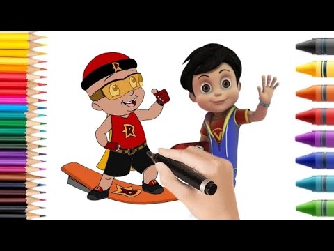 How To Draw & Color Mighty Raju & Veer the Robot boy | Drawing ...