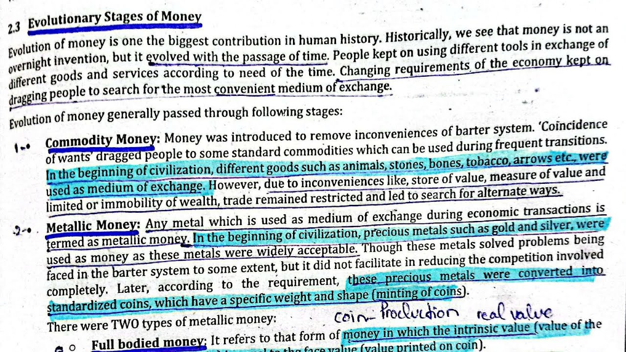 Evolutionary Stages of Money | PRC CA Economics Ch 10 Easy Explanation ...