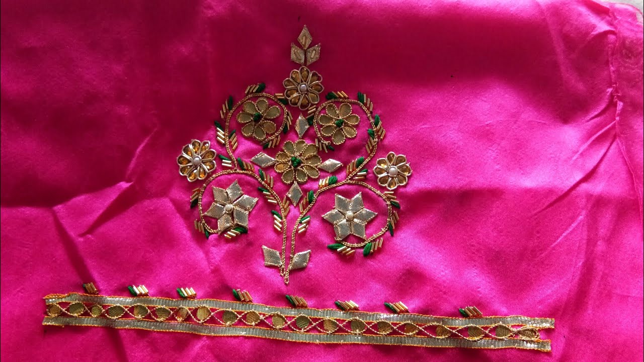 gota Patti work hand Embroidery tutorial||gota Patti hand work blouse ...