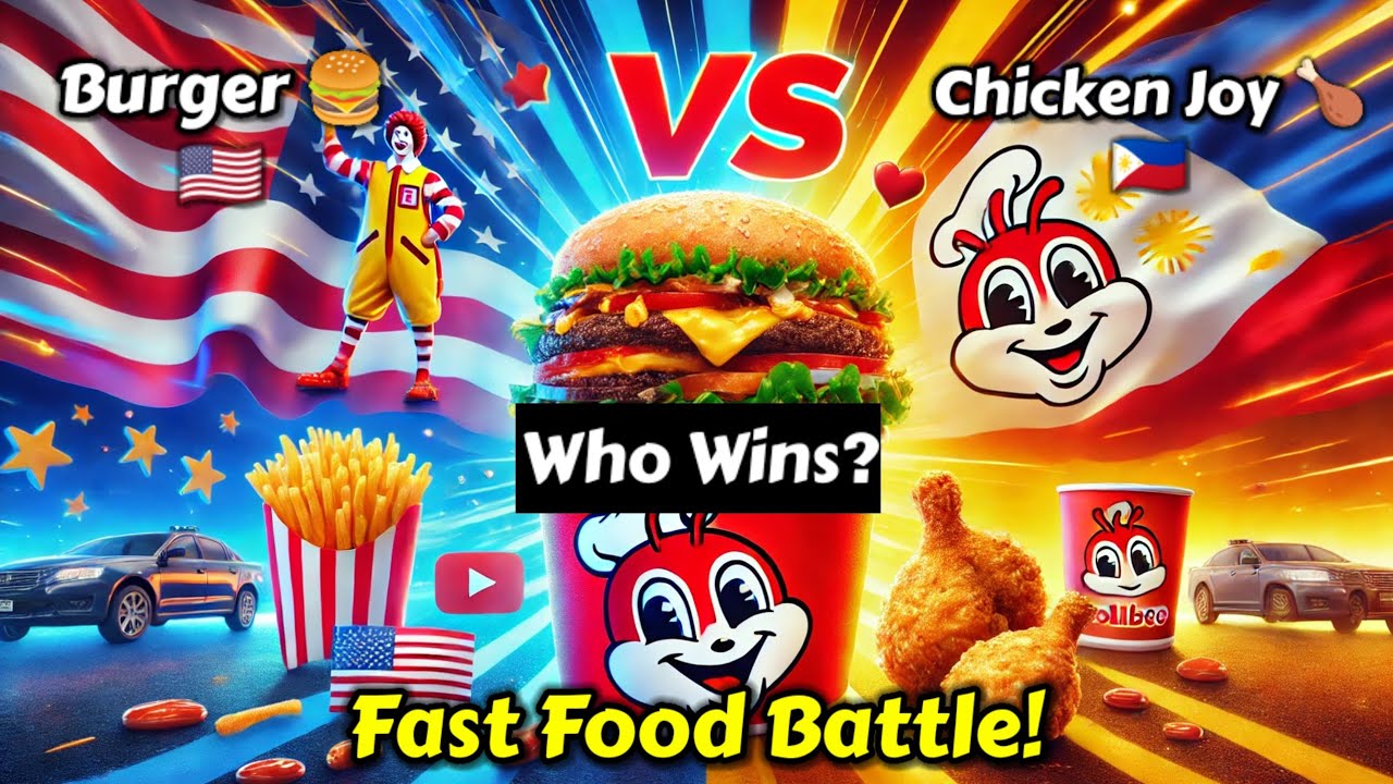 FAST FOOD BATTLE‼️ AMERICAN BURGER VS FILIPINO CHICKEN JOY 🇺🇸 🆚 🇵🇭 ...