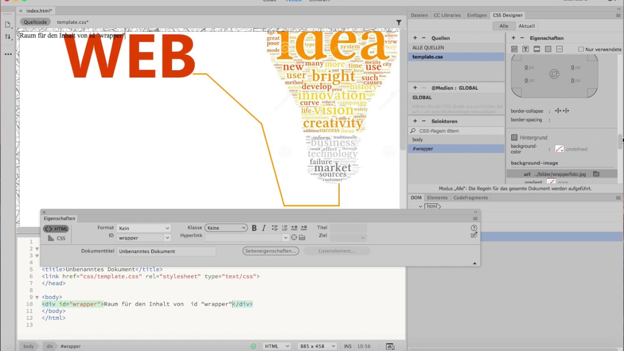 Dreamweaver CC 2017 - Für ein besseres Web - div-Tag & ID wrapper ...