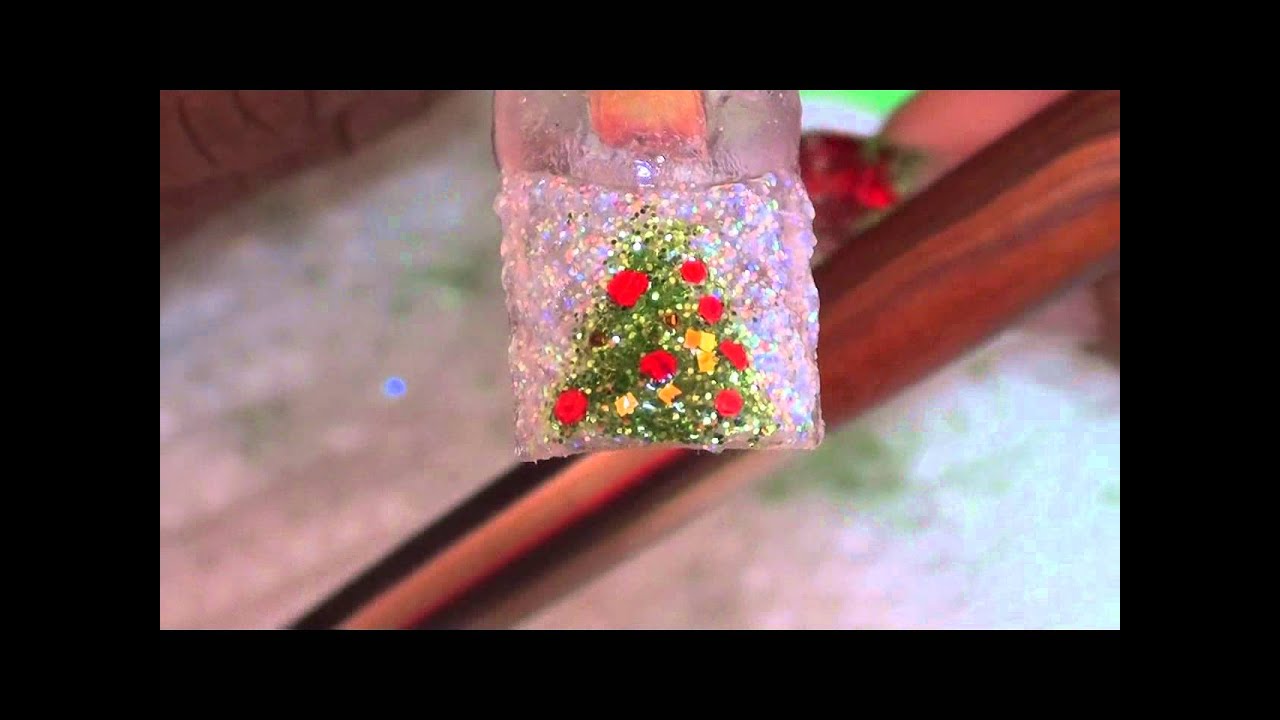 Christmas Tree Gel Nails - YouTube