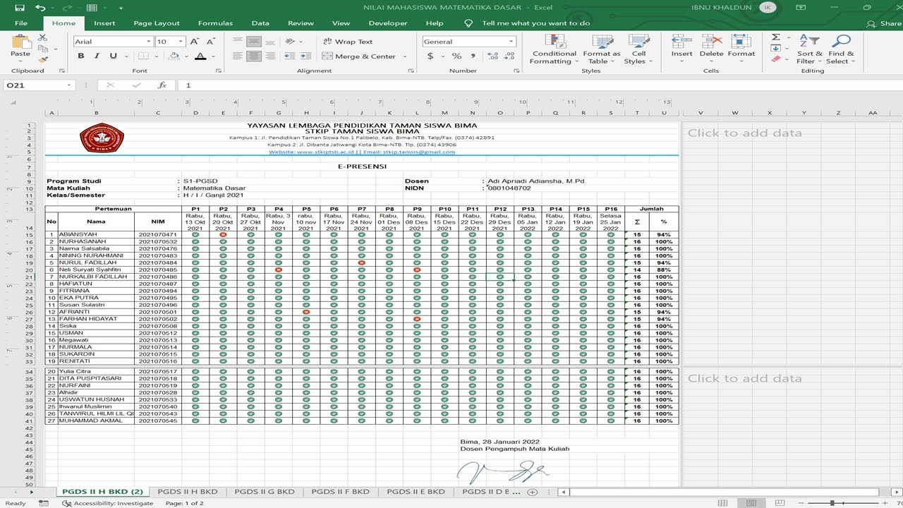 Cara membuat Absensi Bagus dengan Conditional Formating di Excel - YouTube