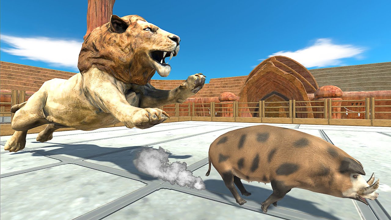 Lion to get a eat PIG - Animal Revolt Battle Simulator - YouTube