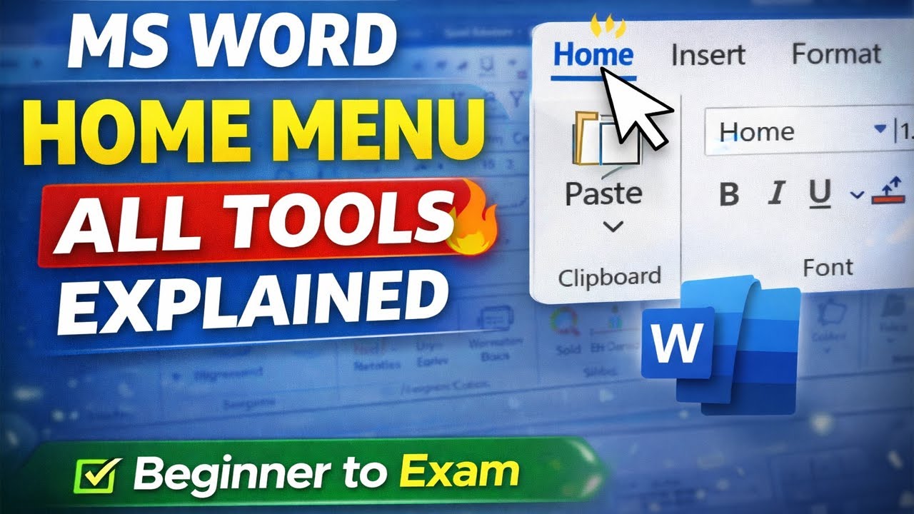 MS Word Home Tab Complete Guide 🔥 Home Menu All Tools in One Video ...