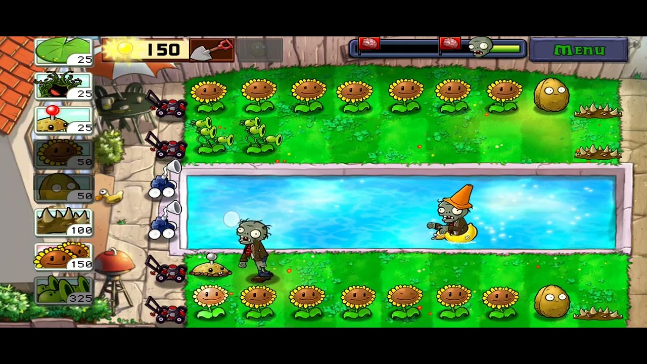 plants vs zombies. (POOL) level 8 - YouTube