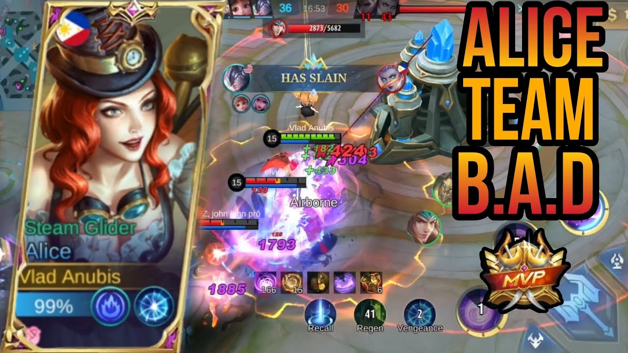 ALICE AND FRIENDS!! ML TEAM B.A.D AND ALLEN AKA ALPHA GOD!? MLBB - YouTube