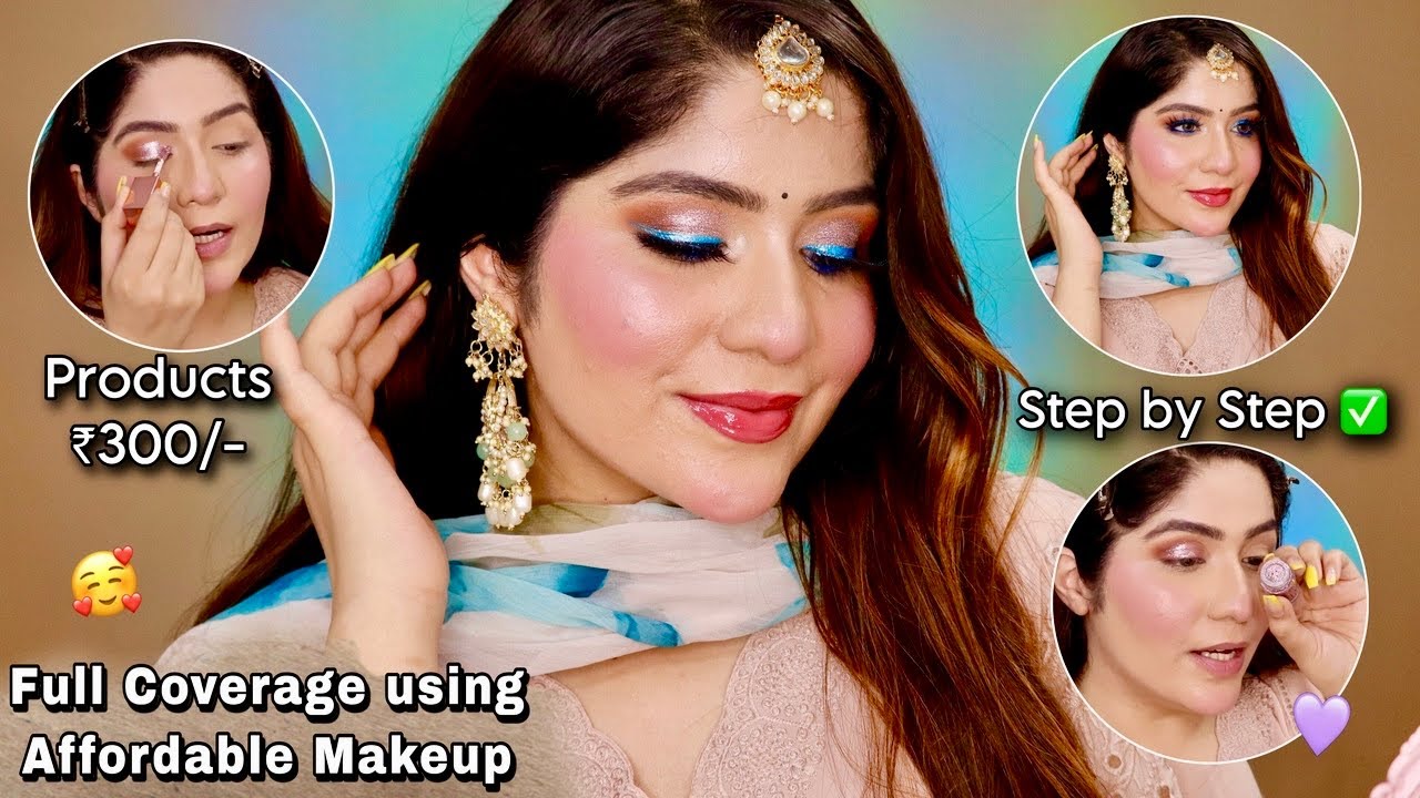 Under ₹300/- Full Coverage Party Makeup at Home || Professional Party ...