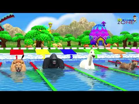 Counting Numbers Zoo Animals Swimming Race Fun Play Video - YouTube