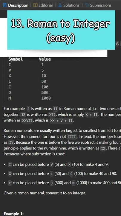 13. Roman to Integer (Easy) #coding #leetcode #programming - YouTube