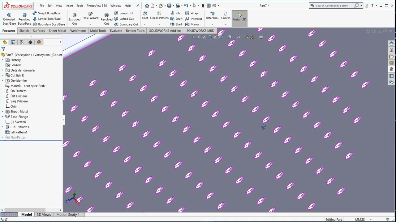 20- Solidworks Eğitim - Fill Pattern- ( Dolgusal Çoğaltma ) Sheet Metal ...