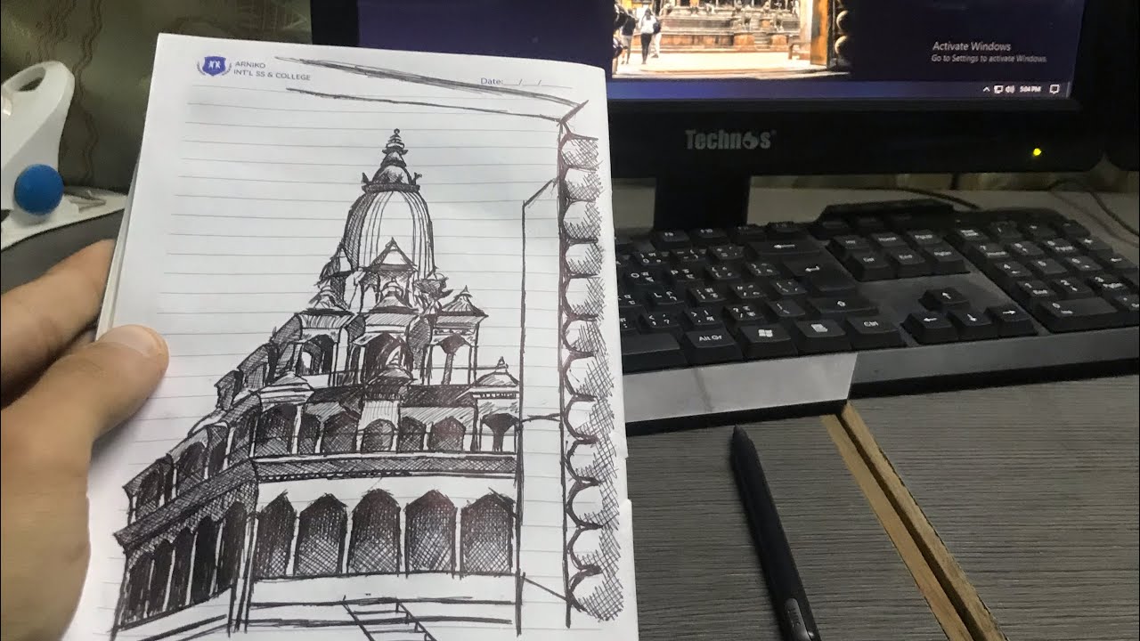Patan Krishna Mandir | Pen Sketch Video | Nepali Architecture - YouTube