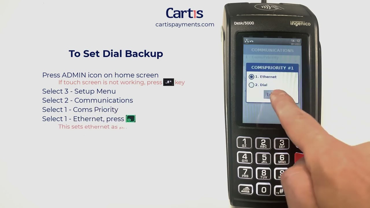 How to set Dial Back Up Communication Priority on an Ingenico Desk 5000 ...