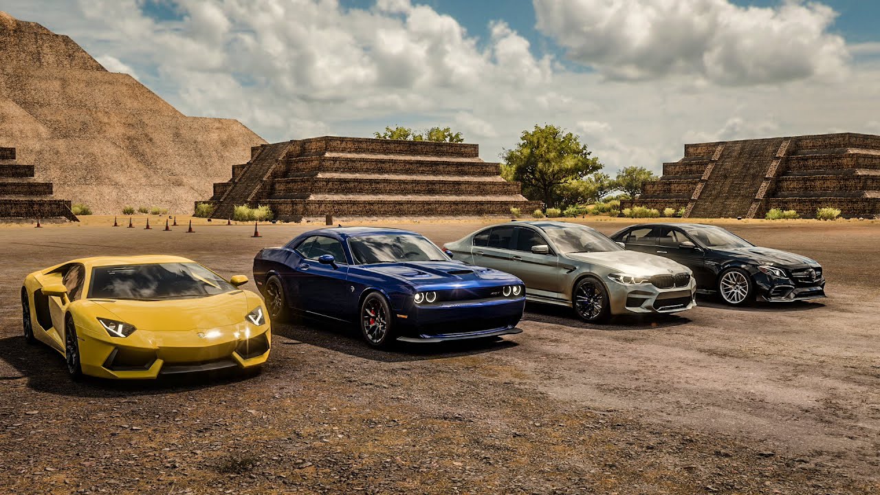 FH5 Drag Race: Lamborghini Aventador vs Challenger Hellcat (880hp) vs ...