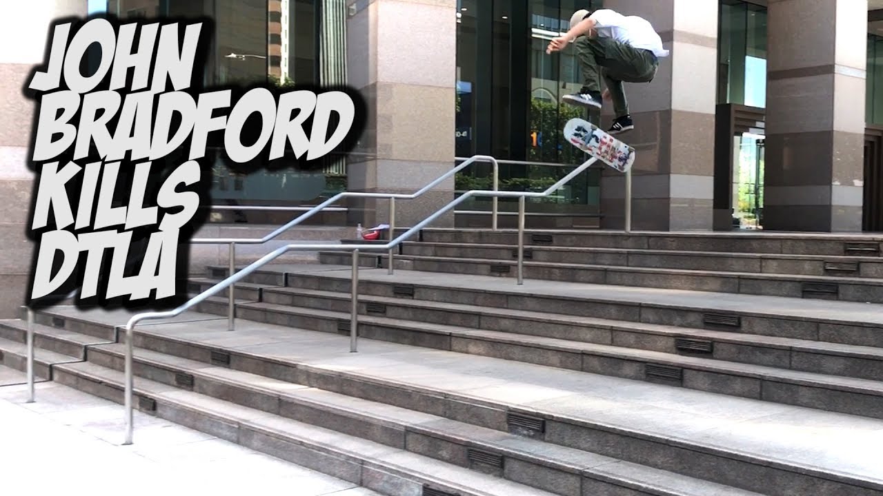 JOHN BRADFORD DESTROYS DTLA SKATE SPOTS !!! - NKA VIDS - - YouTube