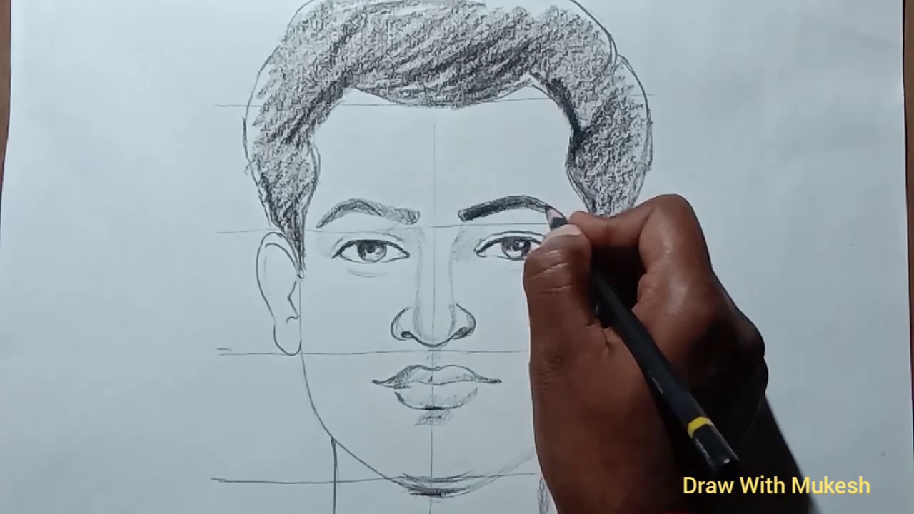 How to draw face in easy way, Lesson-1 - YouTube