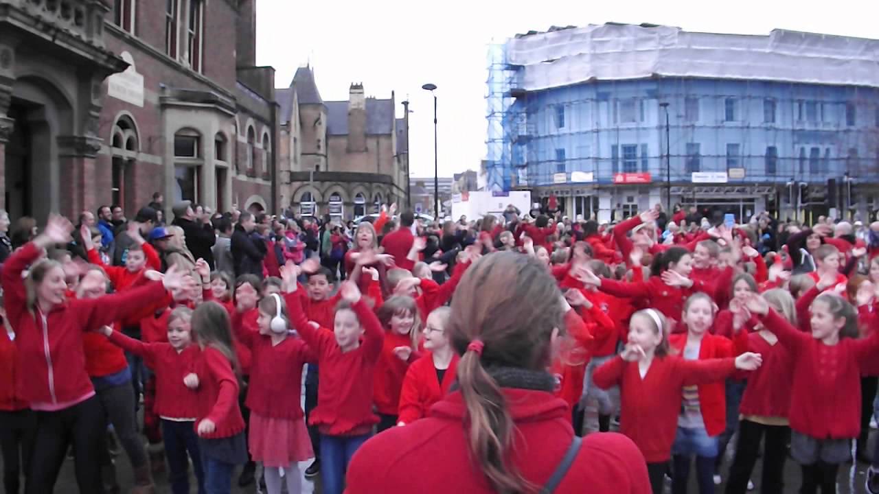 Sticklepath Community School pupils Barnstaple flashmob - YouTube
