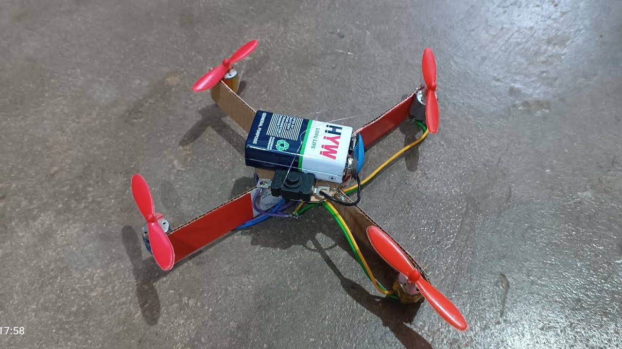 🚁 DIY Drone Project | Homemade Drone Using Battery & Cardboard - YouTube
