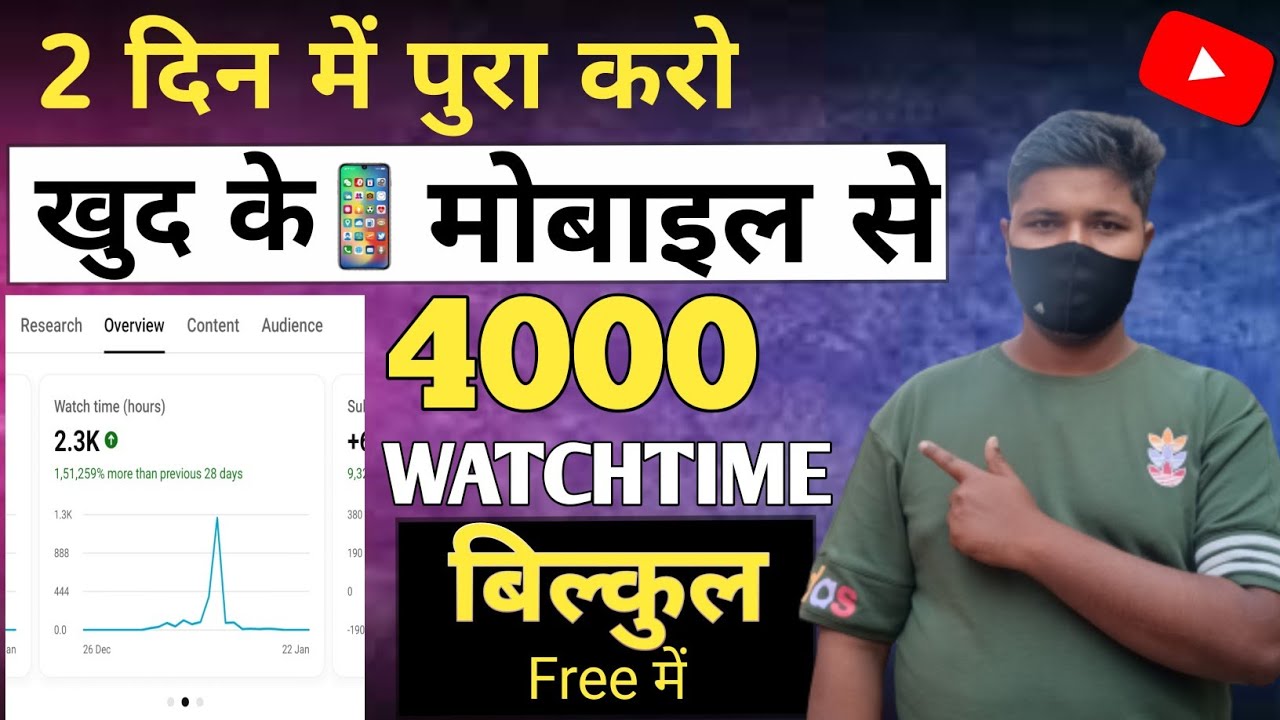 4k WT Mobile से 🥳 4000 hours watch time kaise complete kare | how to ...