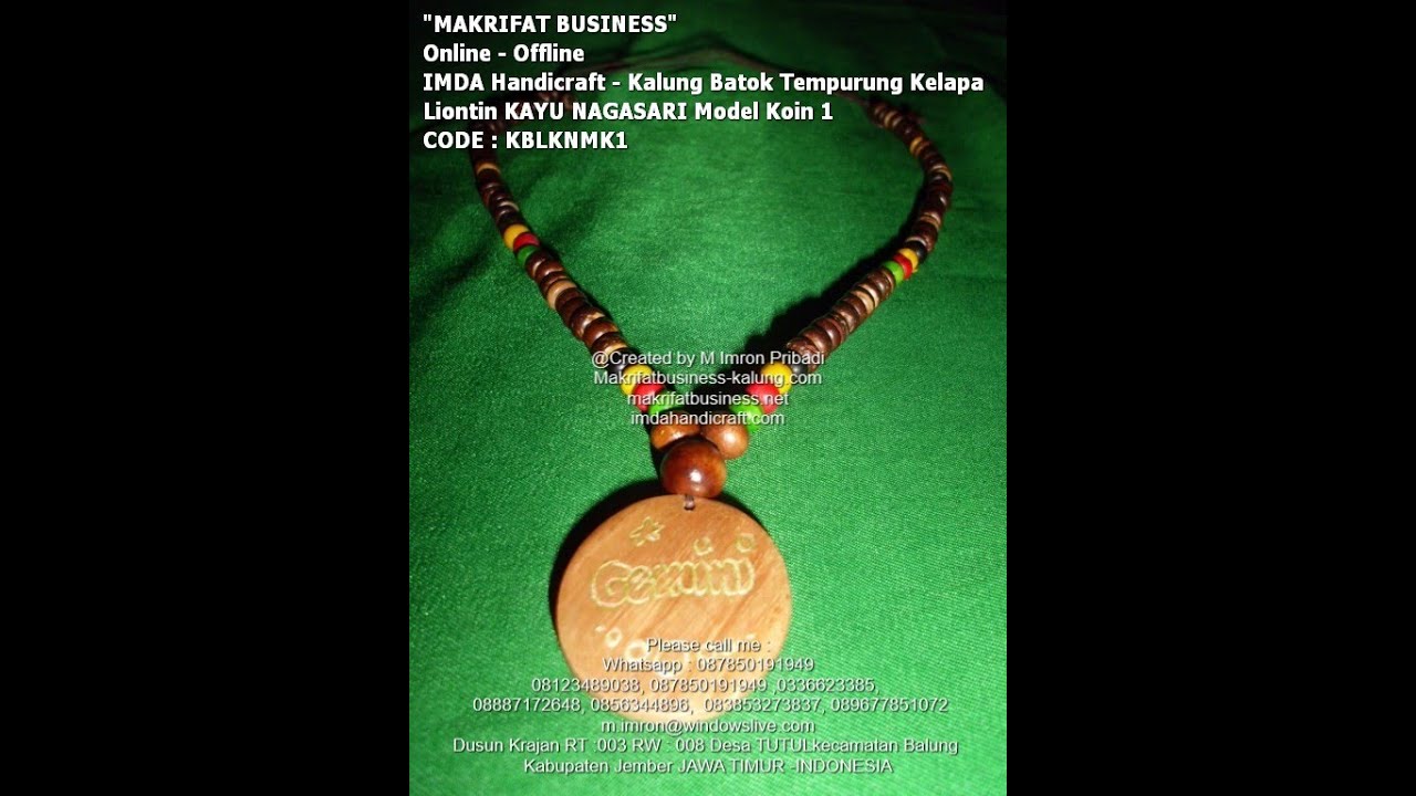 KALUNG BATOK TEMPURUNG KELAPA LIONTIN KAYU NAGASARI MODEL KOIN 1 || WA ...