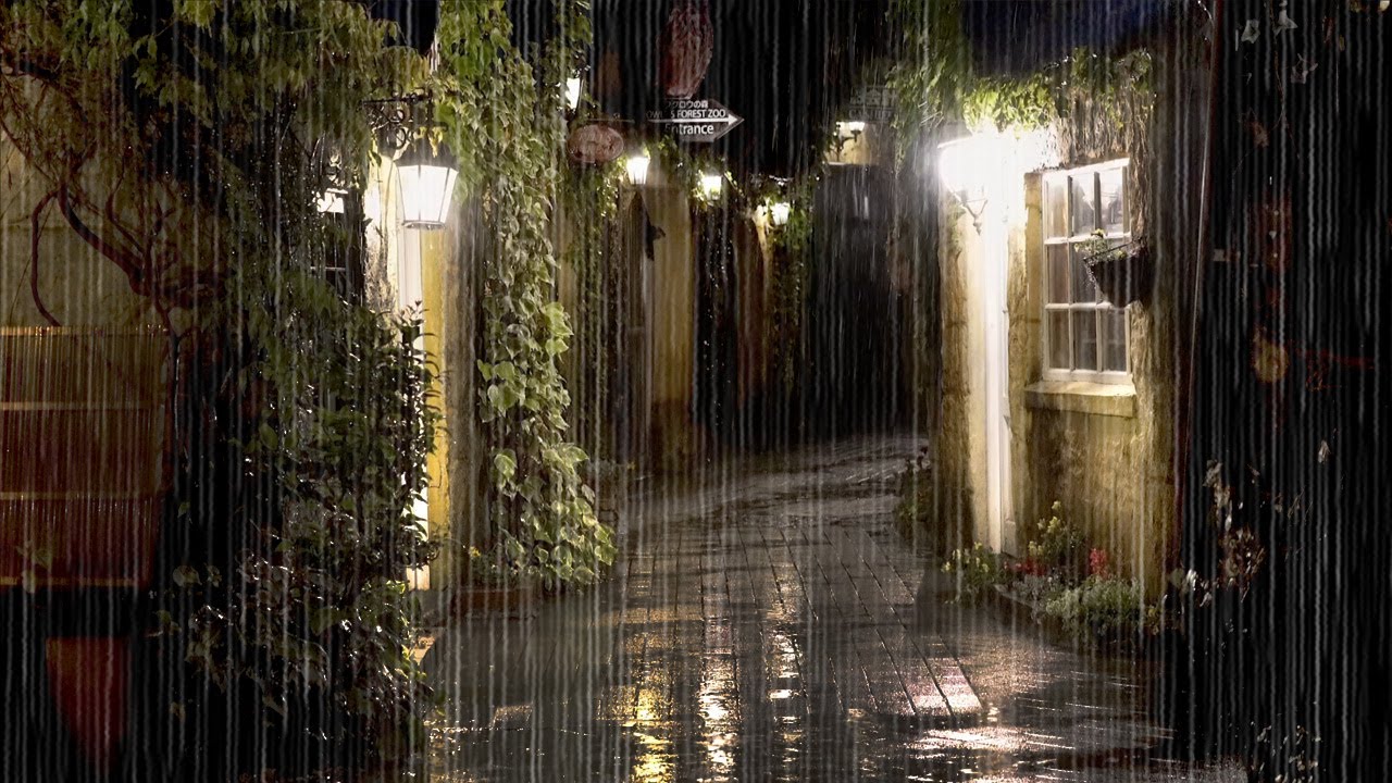 Special Rain Sounds in an Empty Alley Late at Night - Listening to It ...