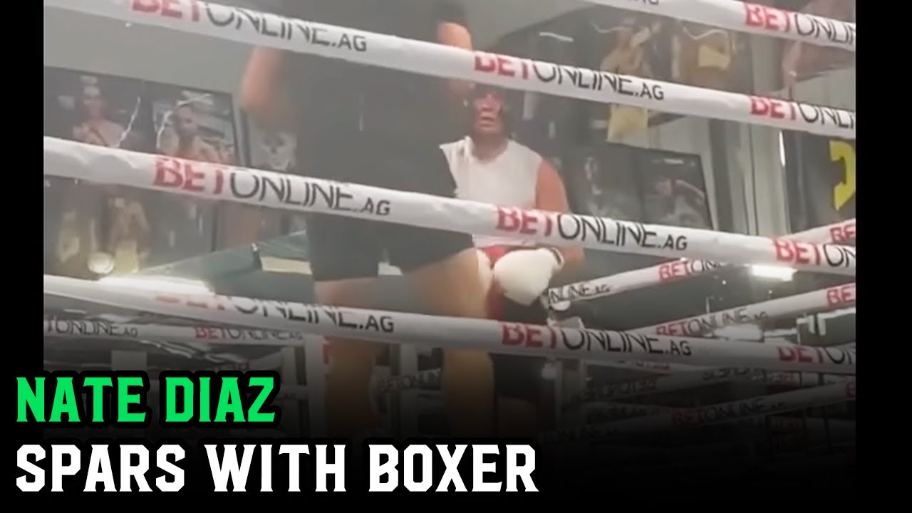 Nate Diaz spars professional boxer ahead of Jake Paul fight - YouTube
