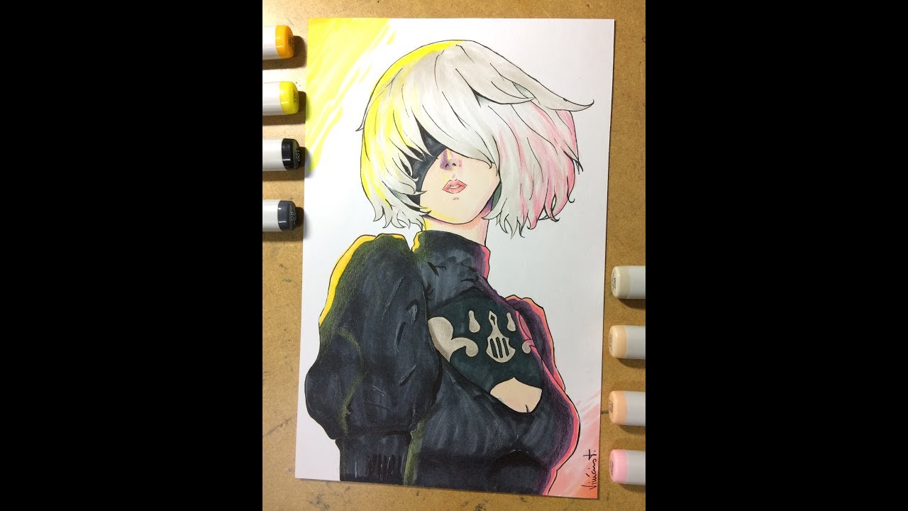 Speed Drawing - 2b ( NieR: Automata ) - YouTube