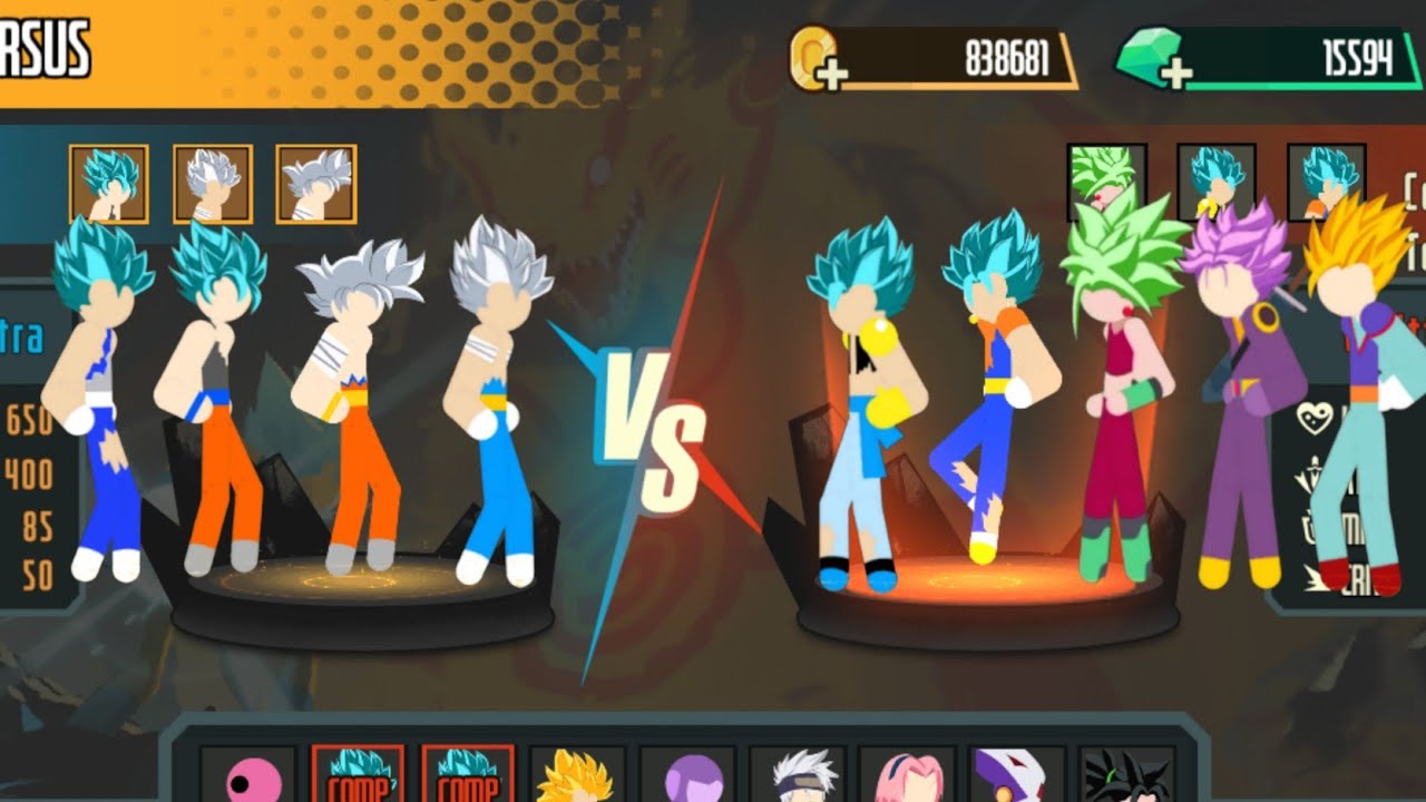 Stickman Dragon Fight - Goku All Forms & Vegeta All Forms vs Kefla ...