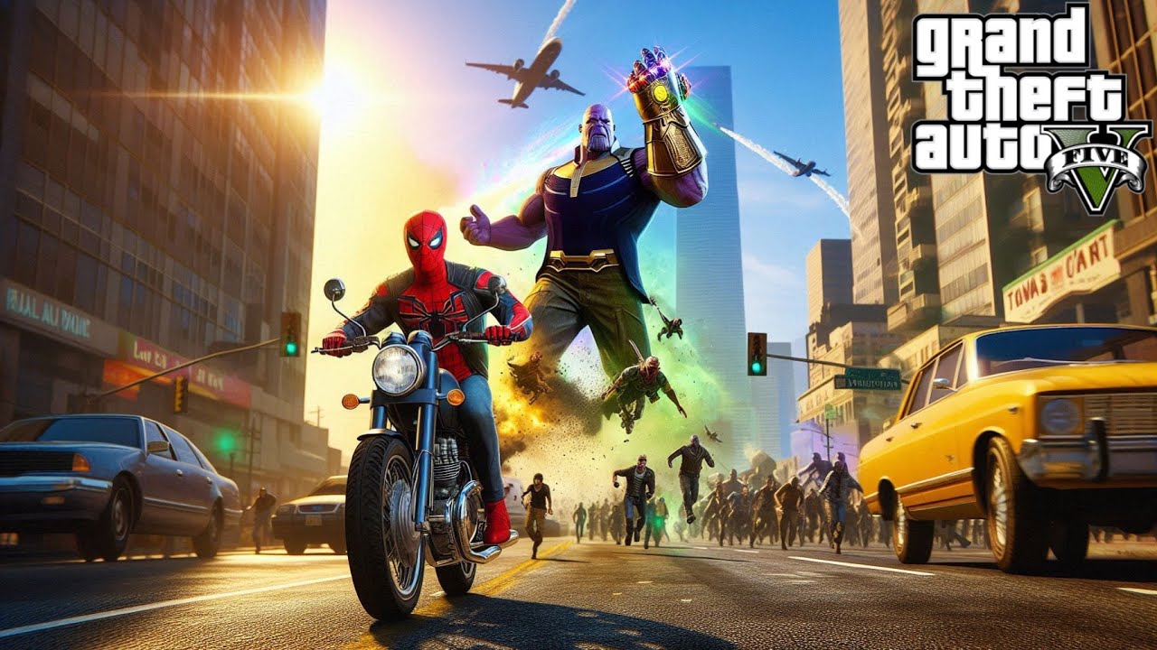 GTA 5 : Spider-Man Vs Thanos Ramp Challenge 😱 #shorts #live #gta # ...