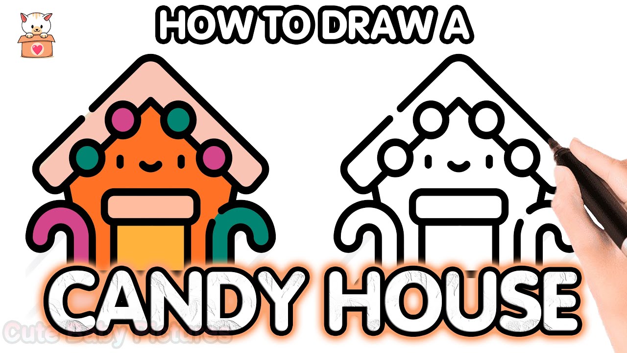🏠 How to draw a cute candy house? Easily and simply! A drawing for kids ...