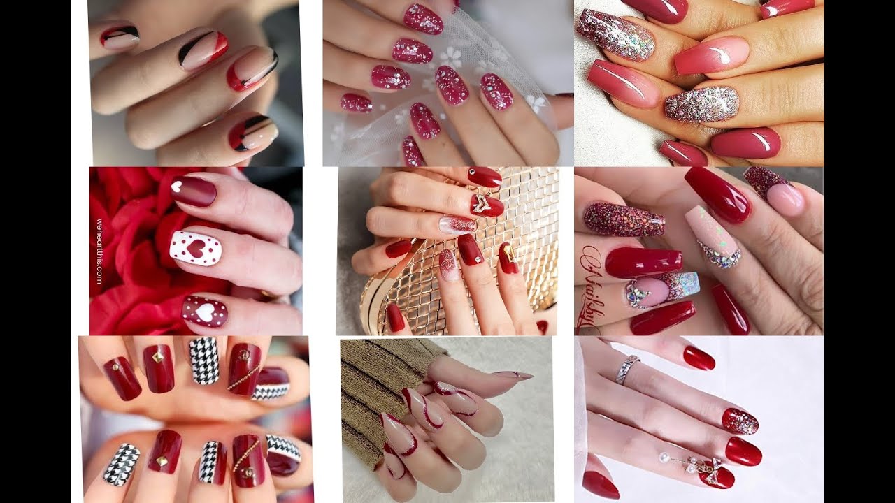 Nail art nice design 💅💅| nail art red and mehron color lovers😍😍 - YouTube
