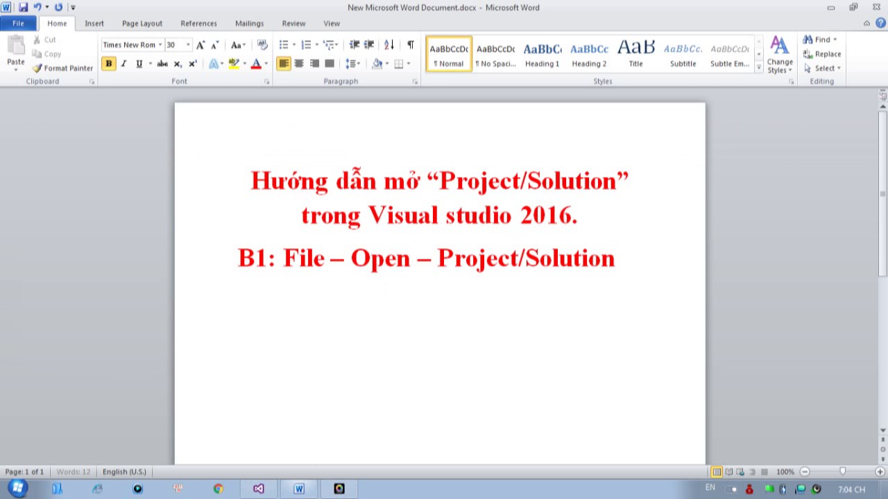 Hướng dẫn mở Project/Solution trên Visual studio 2016 - YouTube